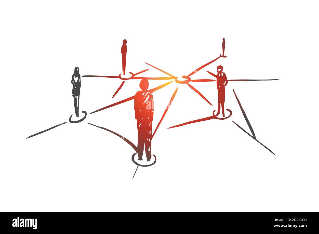 Networking, internet, connection, web, social concept. Hand drawn ...