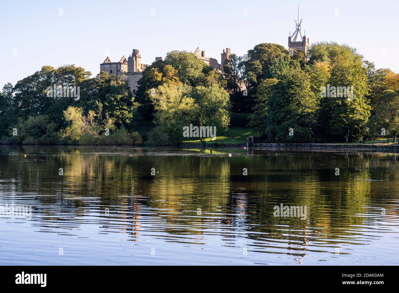 St Michael’s Parish Church tower and Linlithgow Palace reflections in ...