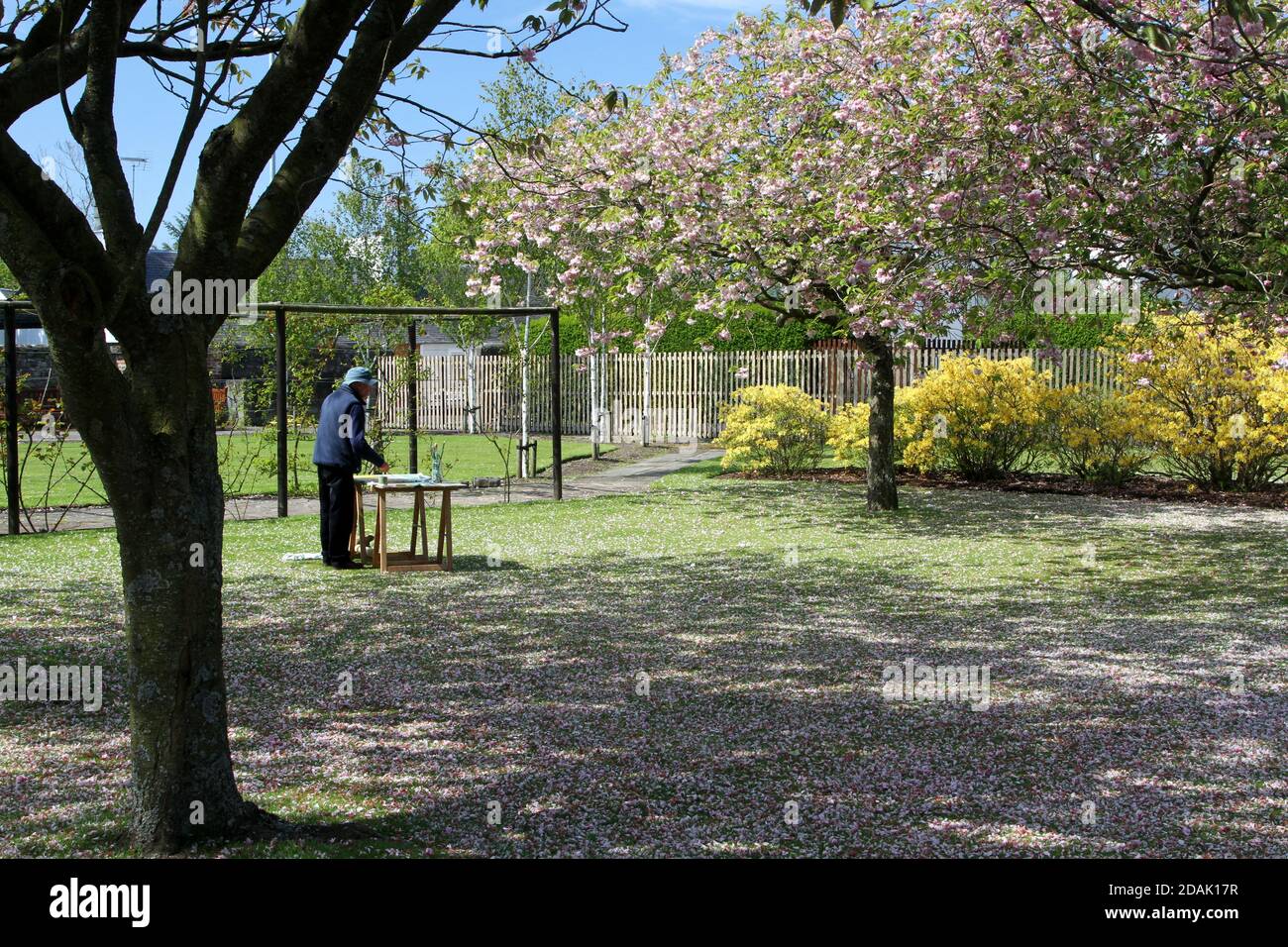 Girvan Artist James Harrigan at work in Orchard Gardens Girvan, South ...