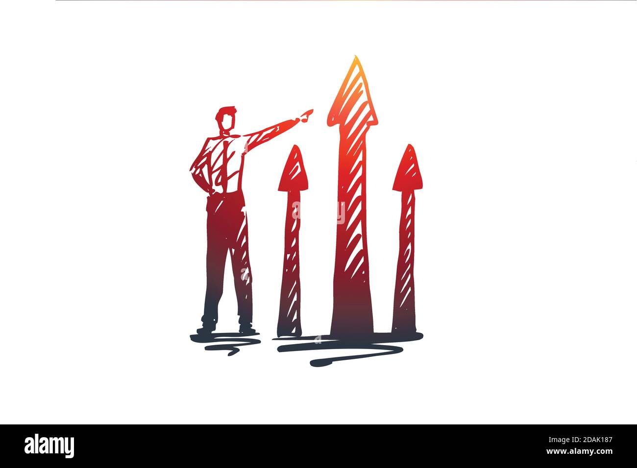 Process, step, presentation, graph, success concept. Hand drawn ...