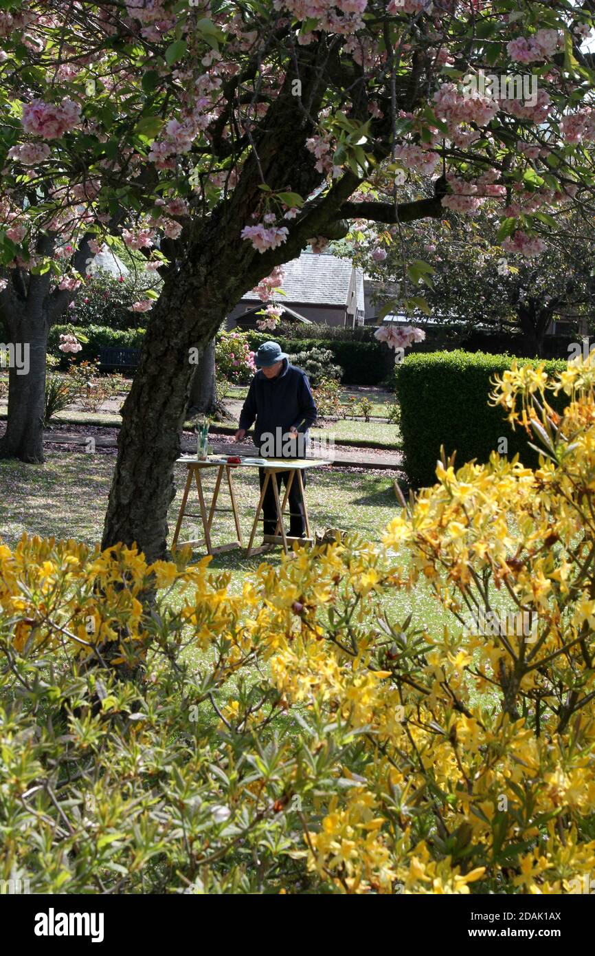 Girvan Artist James Harrigan at work in Orchard Gardens Girvan, South ...