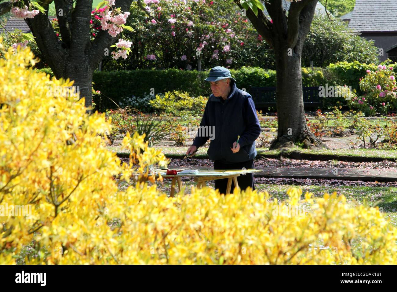 Girvan Artist James Harrigan at work in Orchard Gardens Girvan, South ...