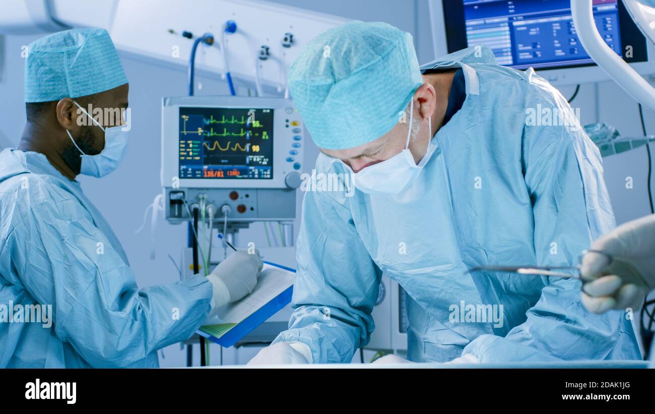 Shot in the Operating Room of a Professional Surgeon Performing ...