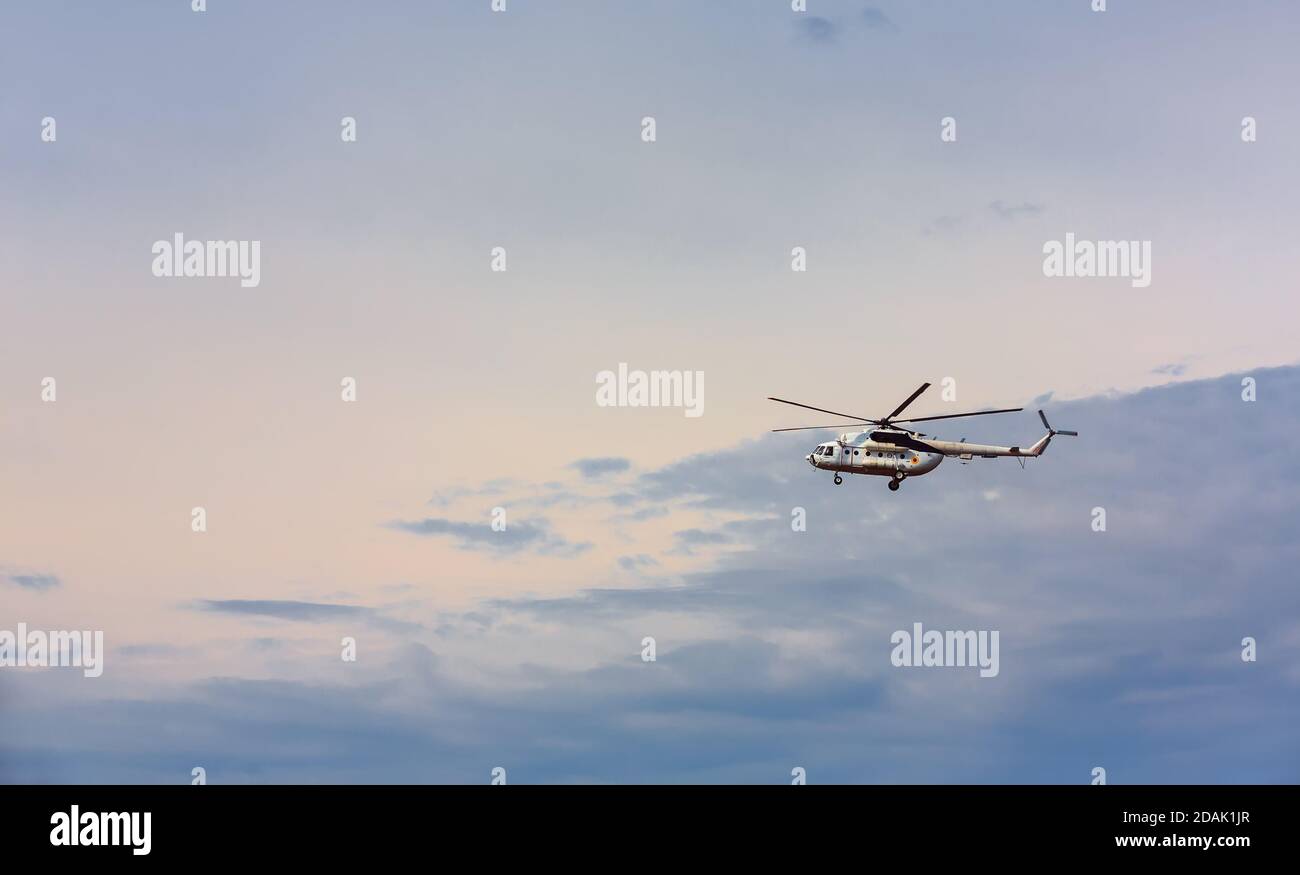 CHERNOBYL, UKRAINE - Apr 26, 2017: Helicopter of Ukrainian president ...