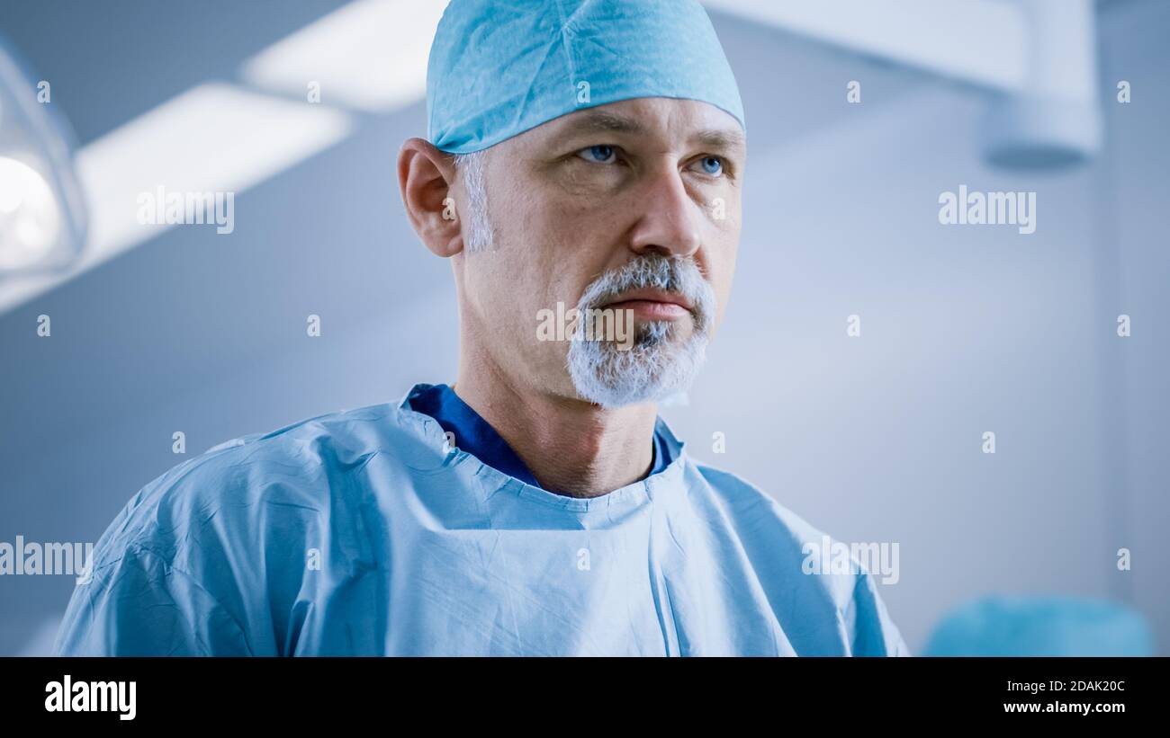 Portrait of the Serious Professional Surgeon Before Surgery Operation ...
