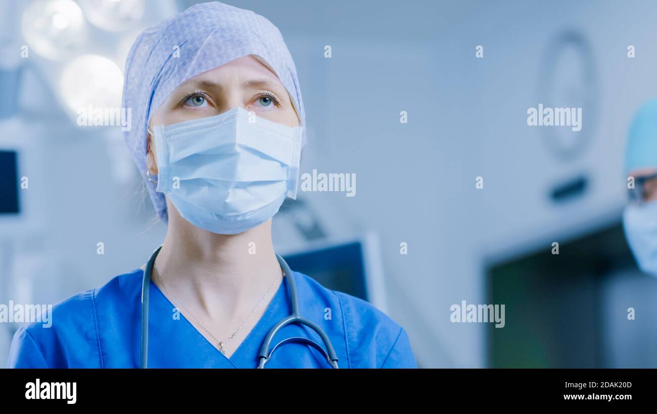 Portrait of the Professional Nurse Medical Assistant in Surgical Mask ...
