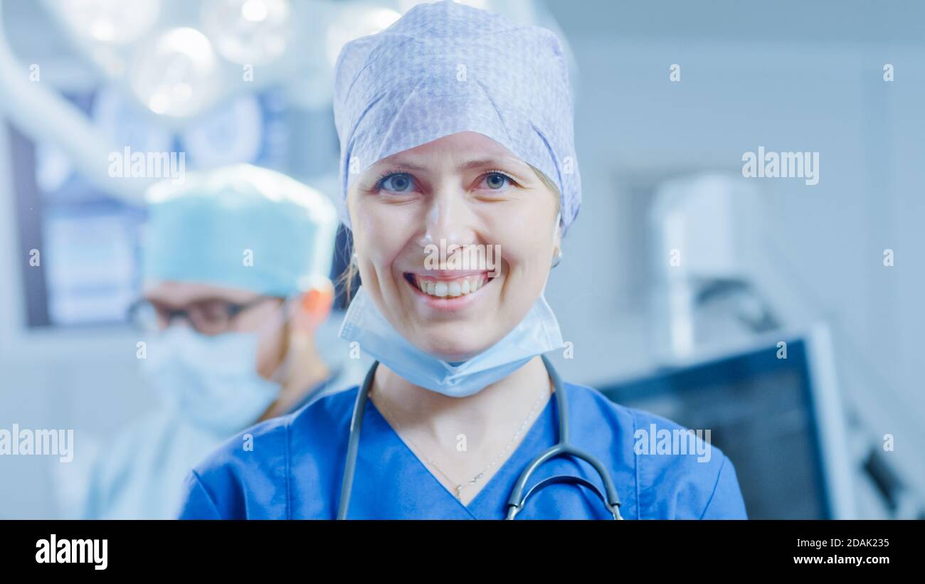 Portrait of the Professional Nurse Medical Assistant Removed Surgical ...
