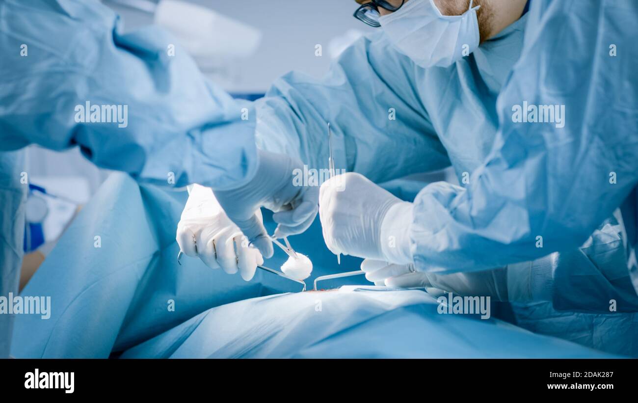 Close-up on Professional Surgeon Suture Wound after Successful Surgery ...