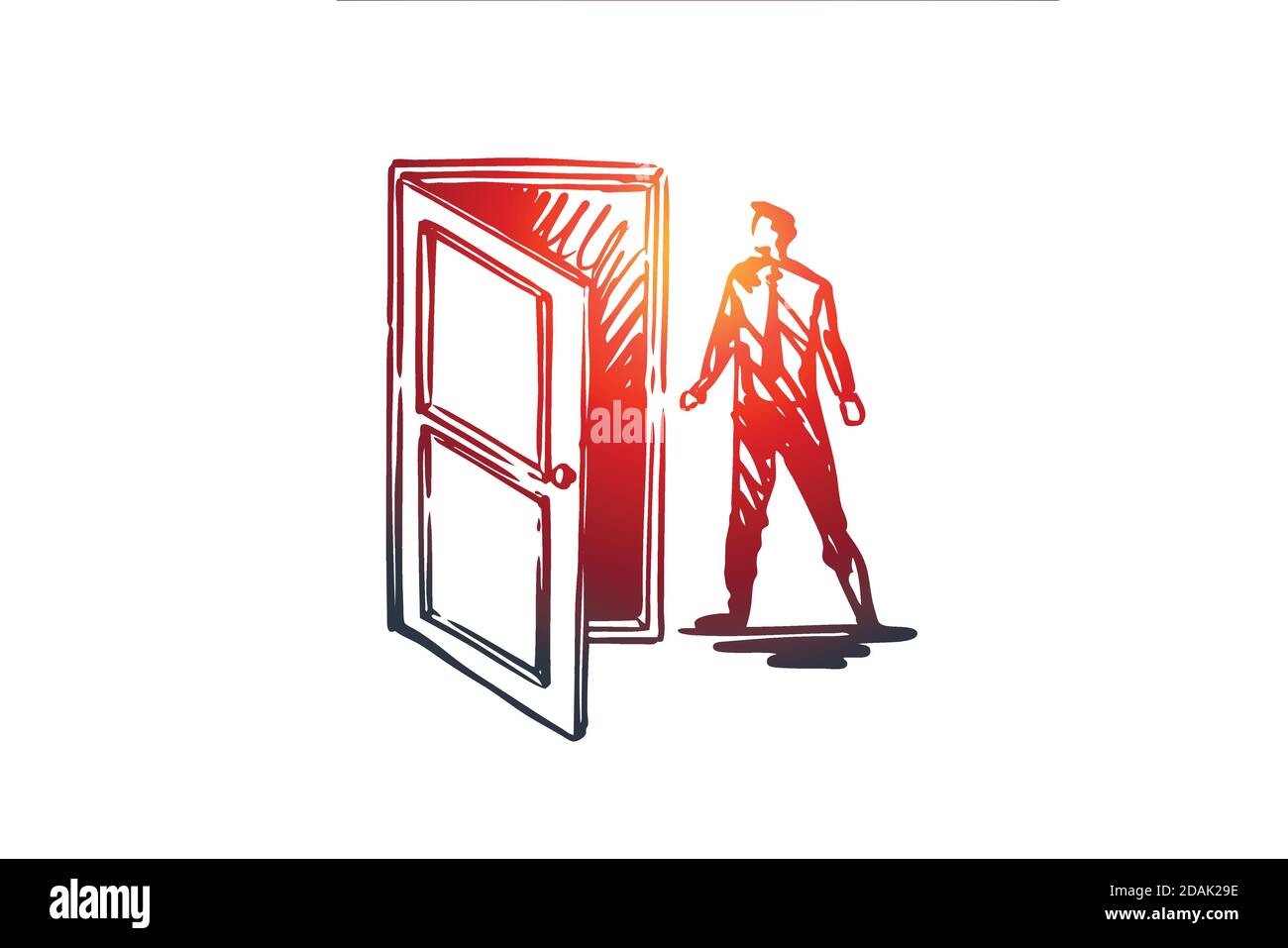 Access, door, open, enter, business concept. Hand drawn isolated vector ...