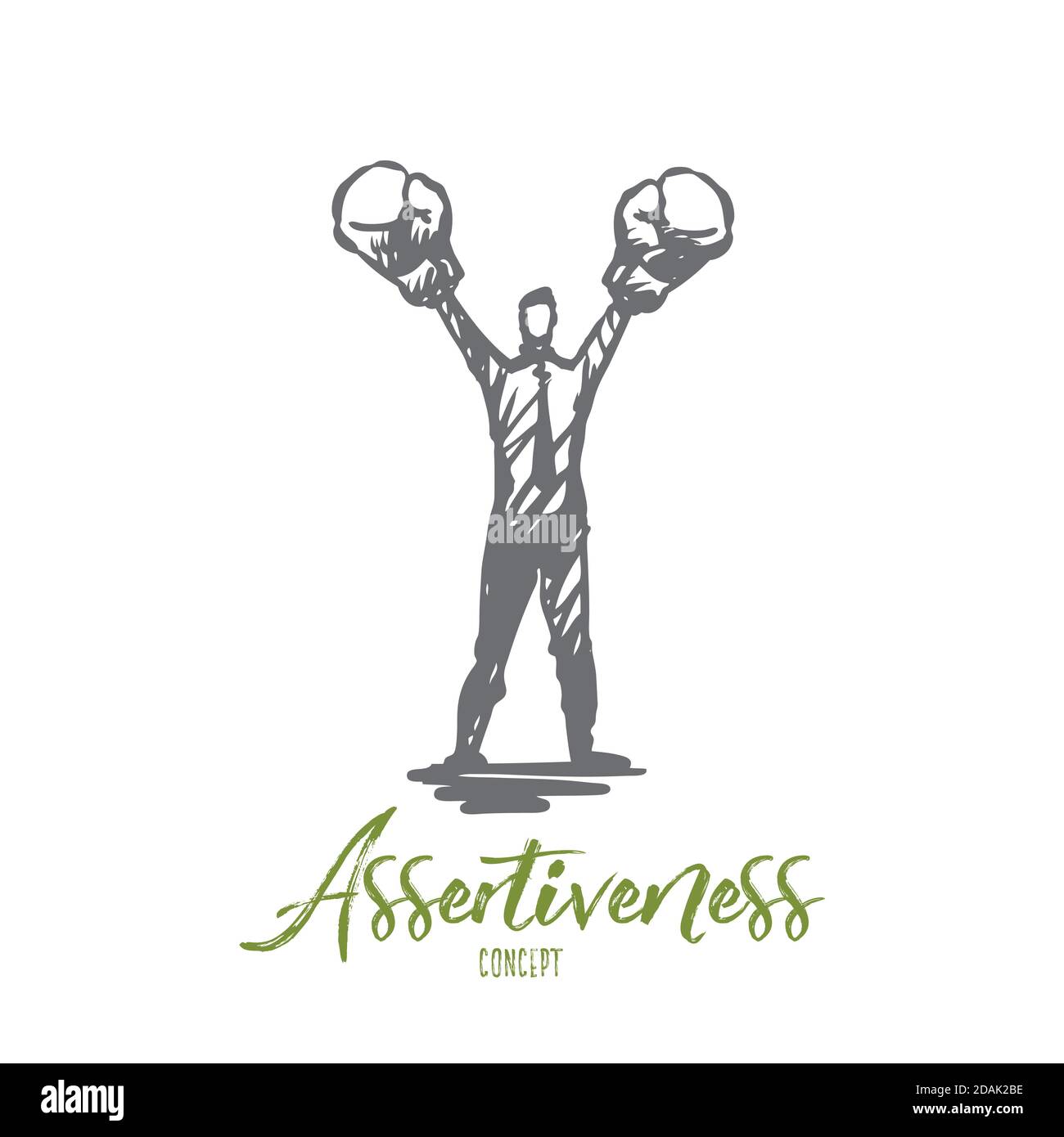 Assertiveness, success, work, competence, motivation concept. Hand ...