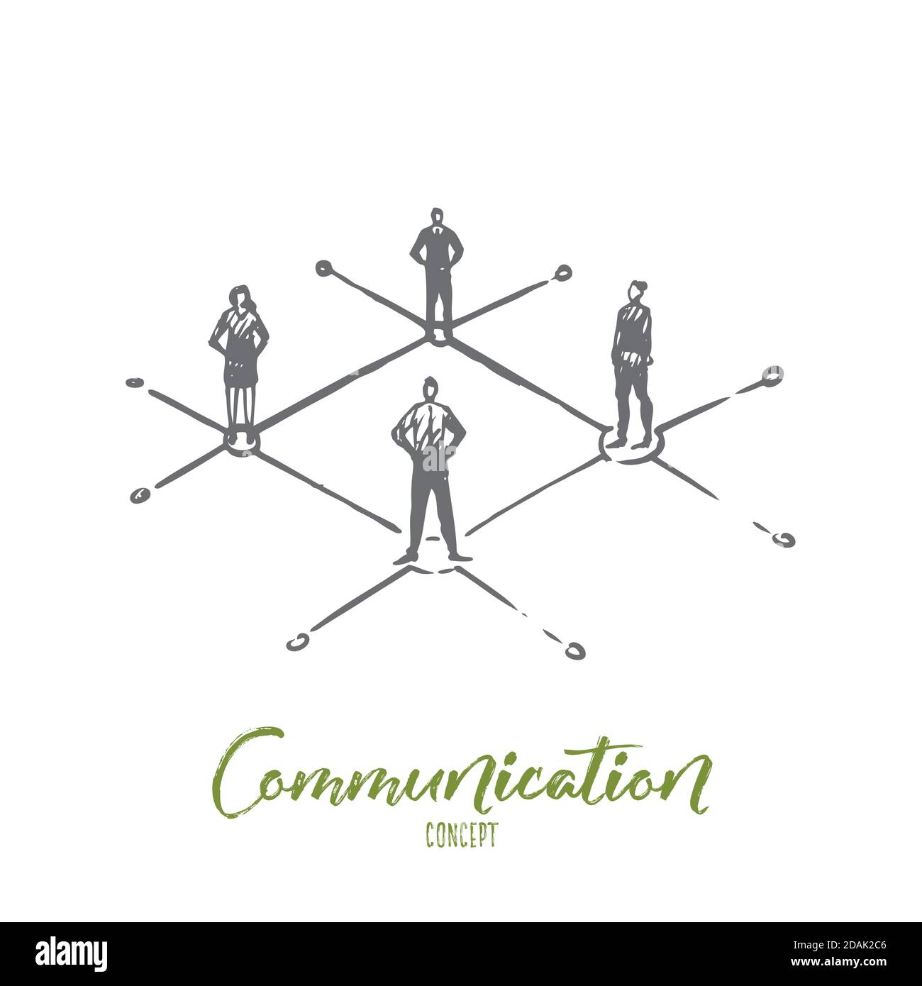 Communication, people, business, group, talk concept. Hand drawn ...