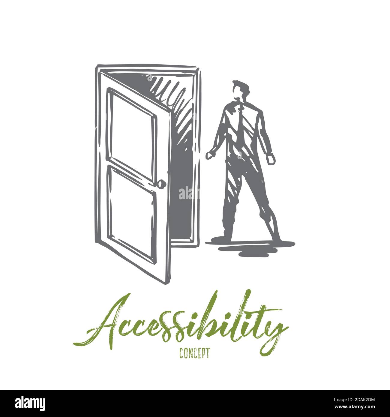 Access, door, open, enter, business concept. Hand drawn isolated vector ...