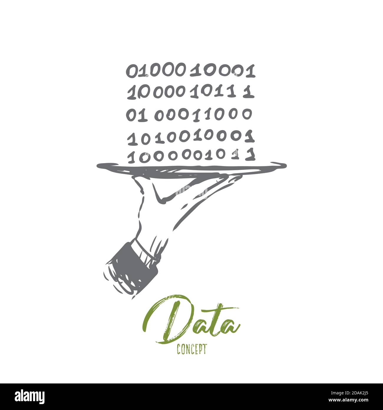 Data, digital, abstract, code, binary concept. Hand drawn isolated ...
