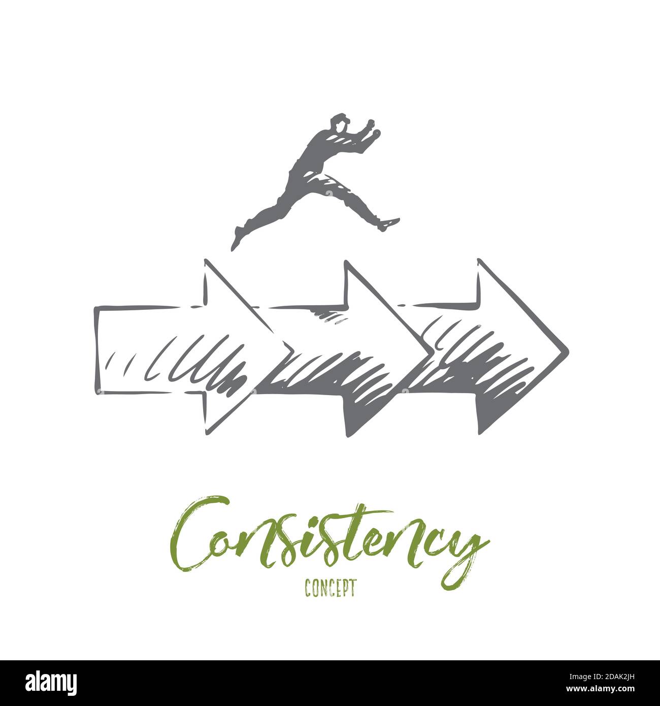 Consistency, business, arrow, success concept. Hand drawn isolated ...