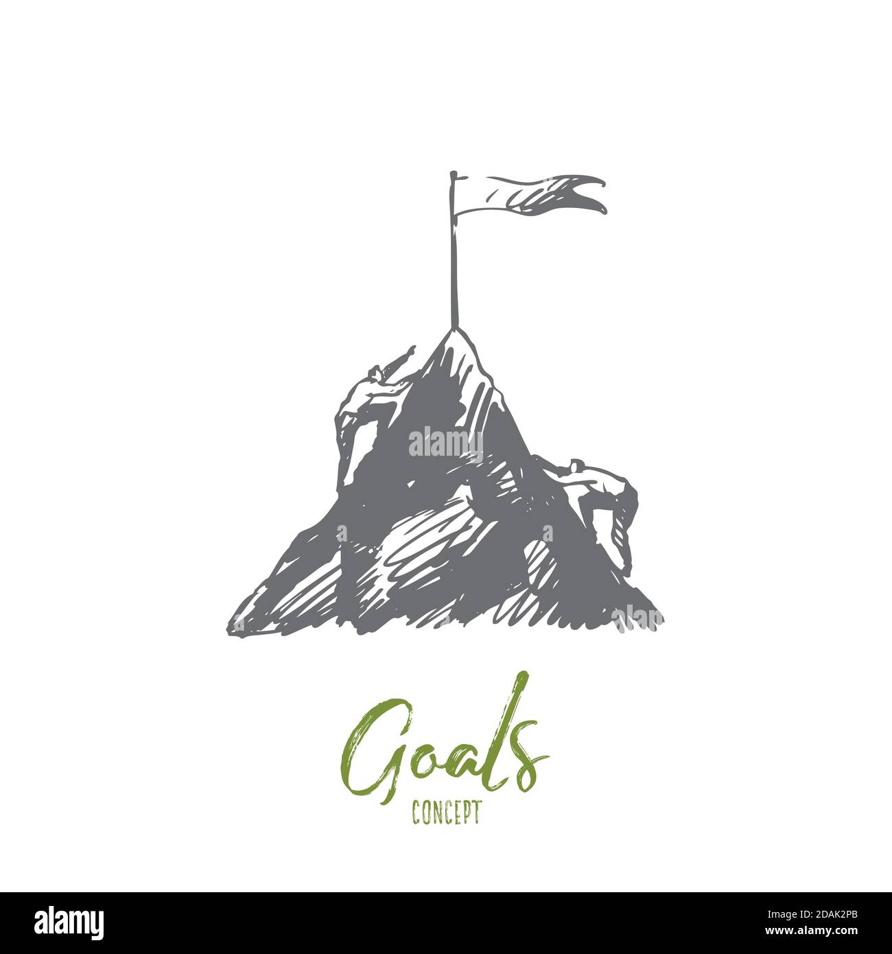 Goals, mountain, challenge, business, peak concept. Hand drawn isolated ...