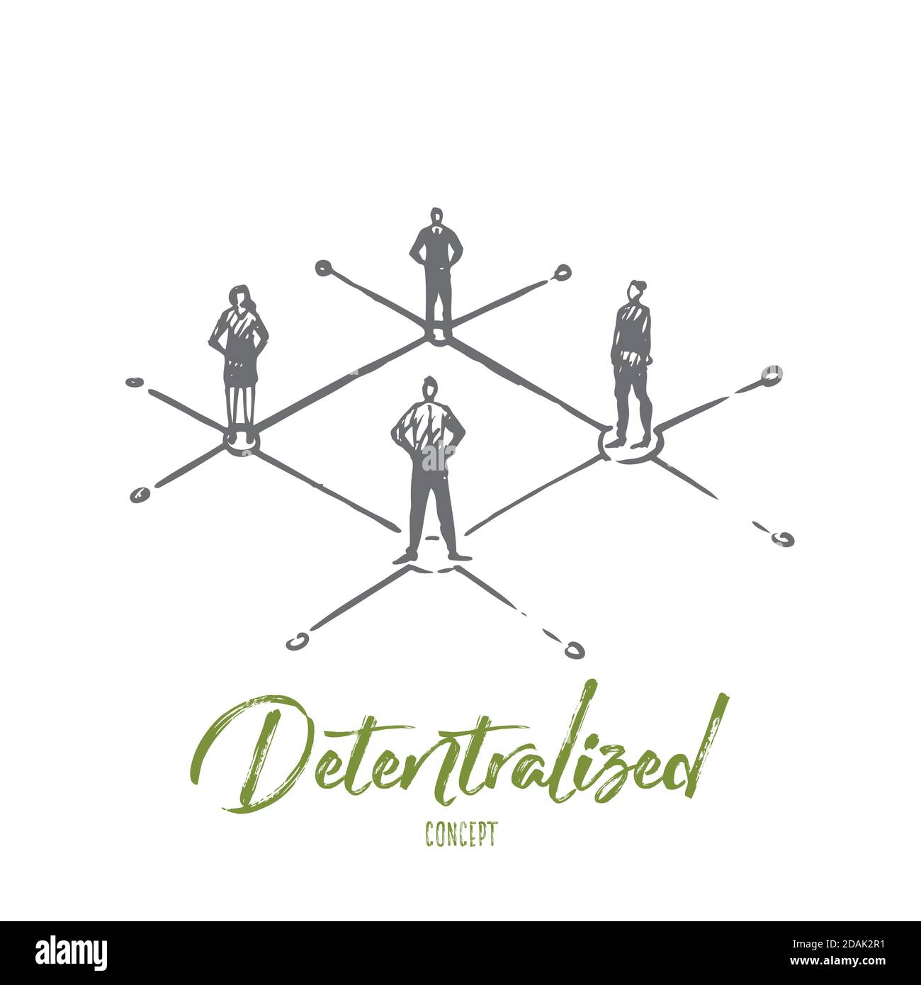 Decentralized, people, connected, element, structure concept. Hand ...