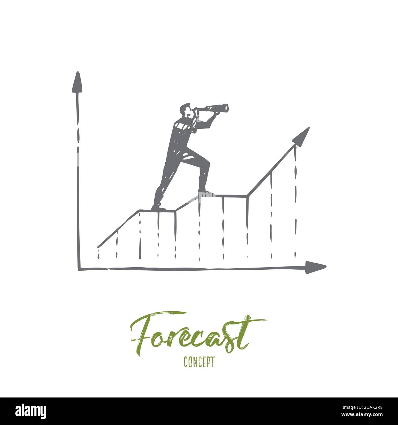 Forecast, graph, growth, progress, diagram concept. Hand drawn isolated ...