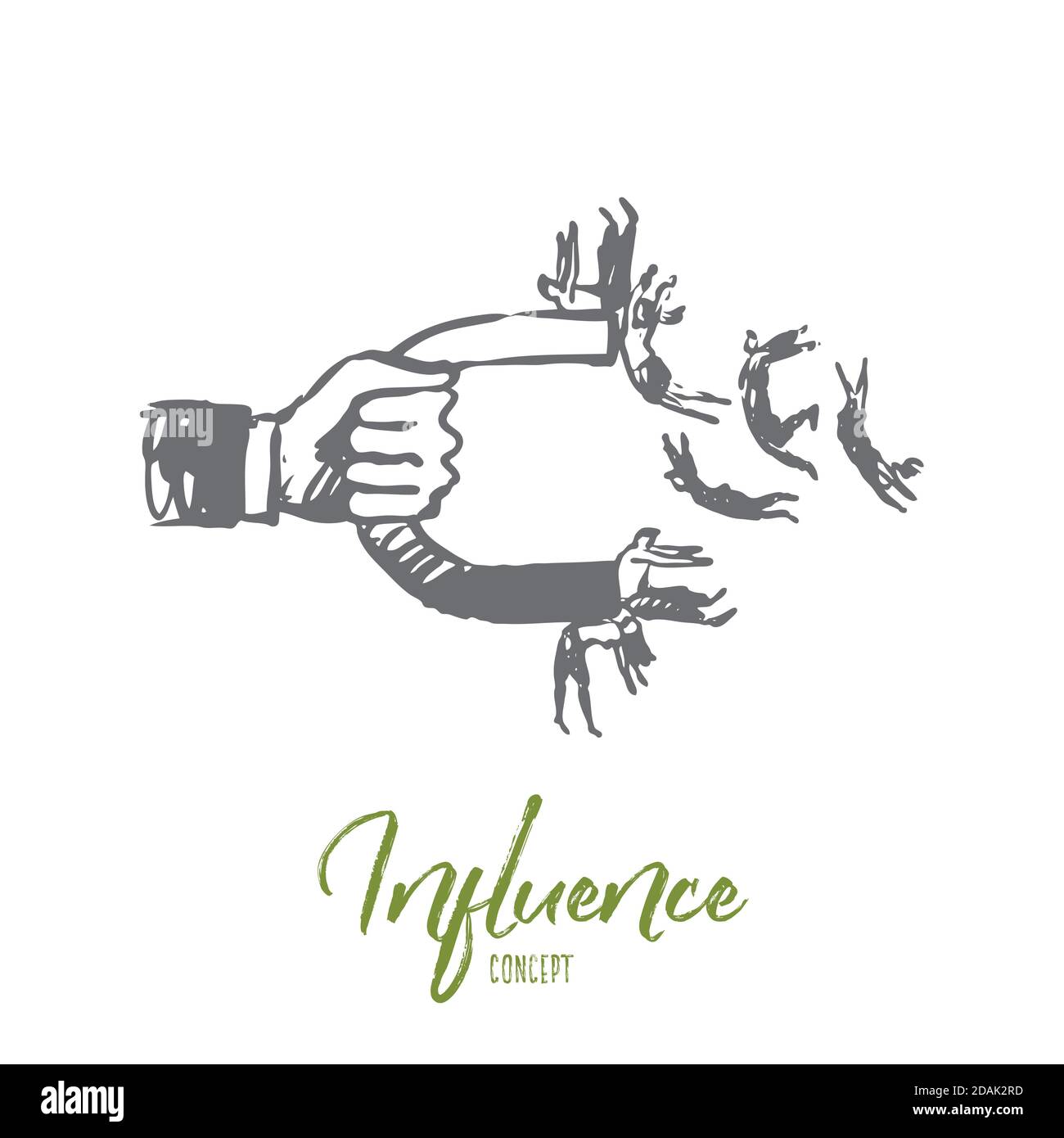 Influence, magnet, business, audience, share concept. Hand drawn ...