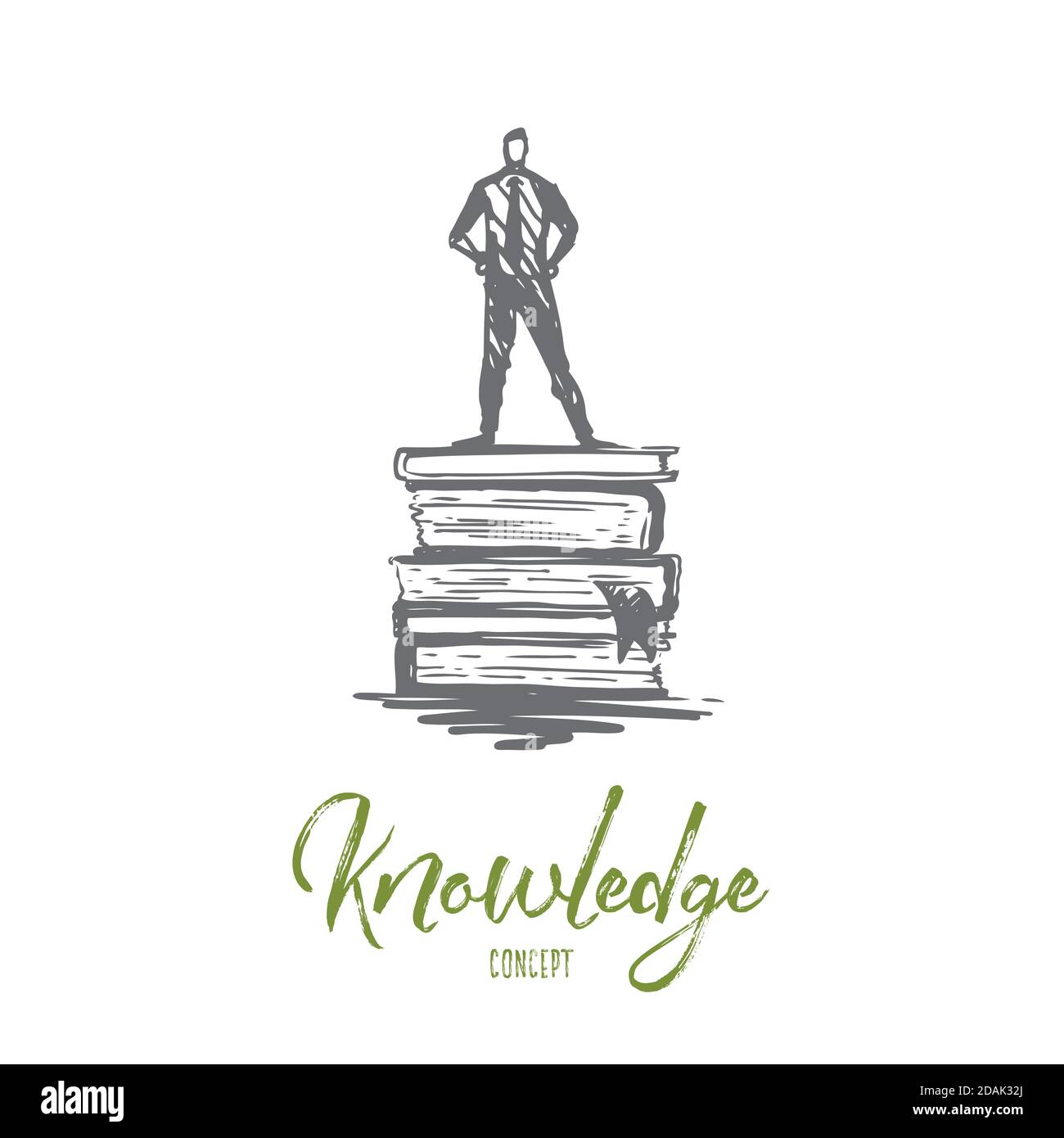 Knowledge, book, education, information, learn concept. Hand drawn ...