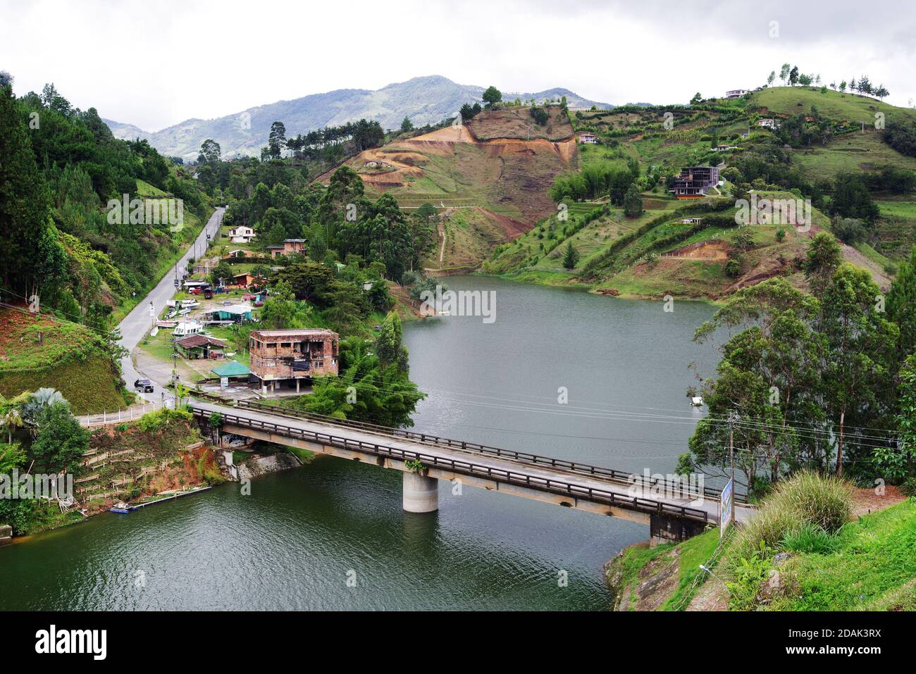Aerial view of Guatape Lake (El Penol) in Antioquia, Colombia, South ...