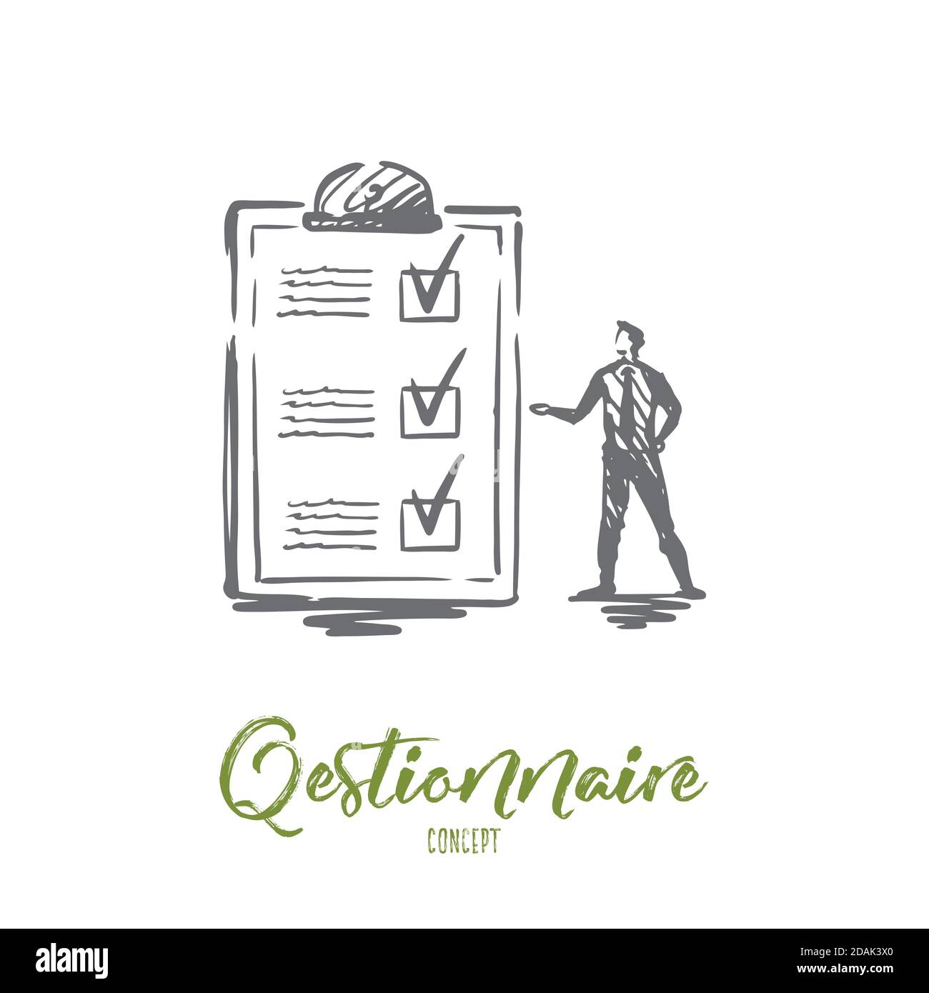 Questionnaire, form, test, checklist, survey concept. Hand drawn ...