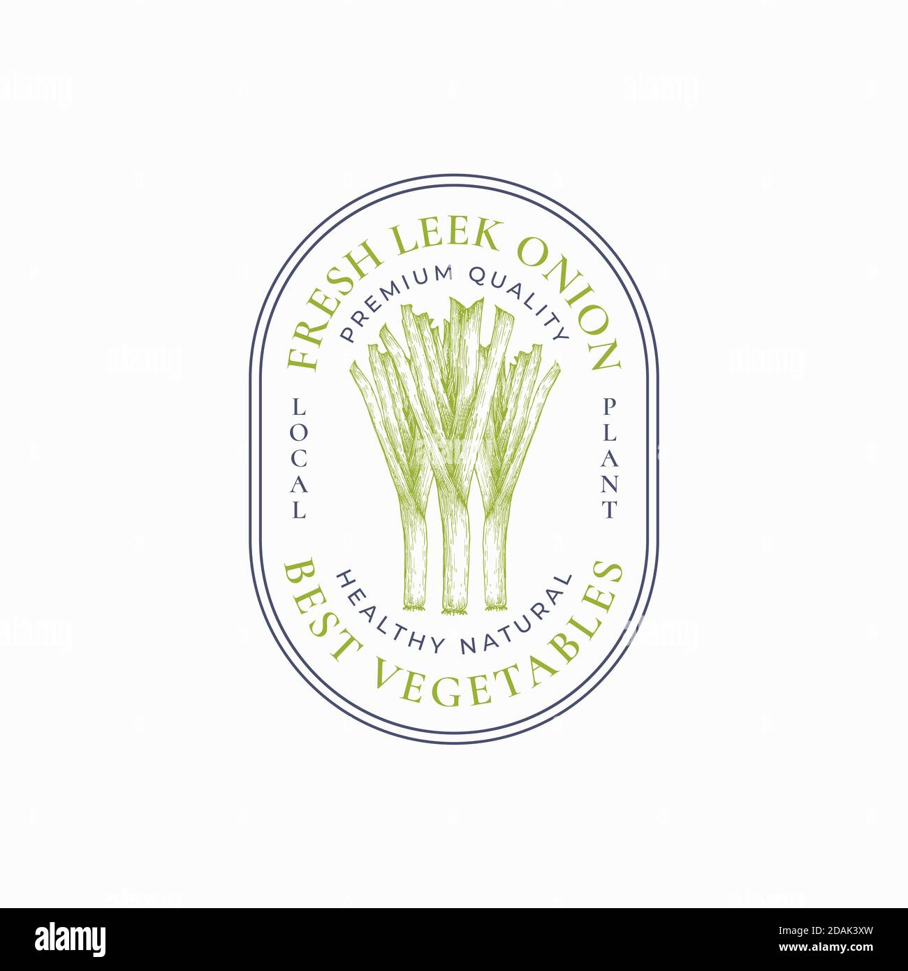 Leek Onion Farm Frame Badge or Logo Template. Hand Drawn Green ...