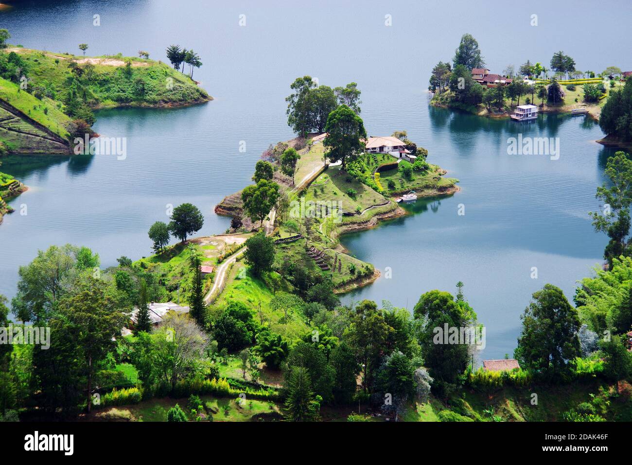 Aerial view of Guatape Lake (El Penol) in Antioquia, Colombia, South ...