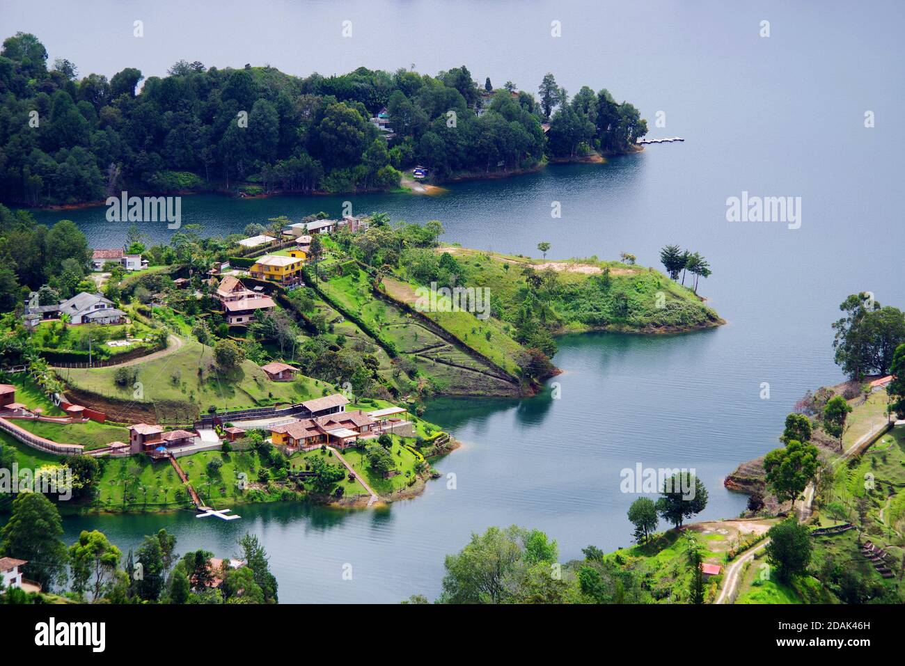 Aerial view of Guatape Lake (El Penol) in Antioquia, Colombia, South ...