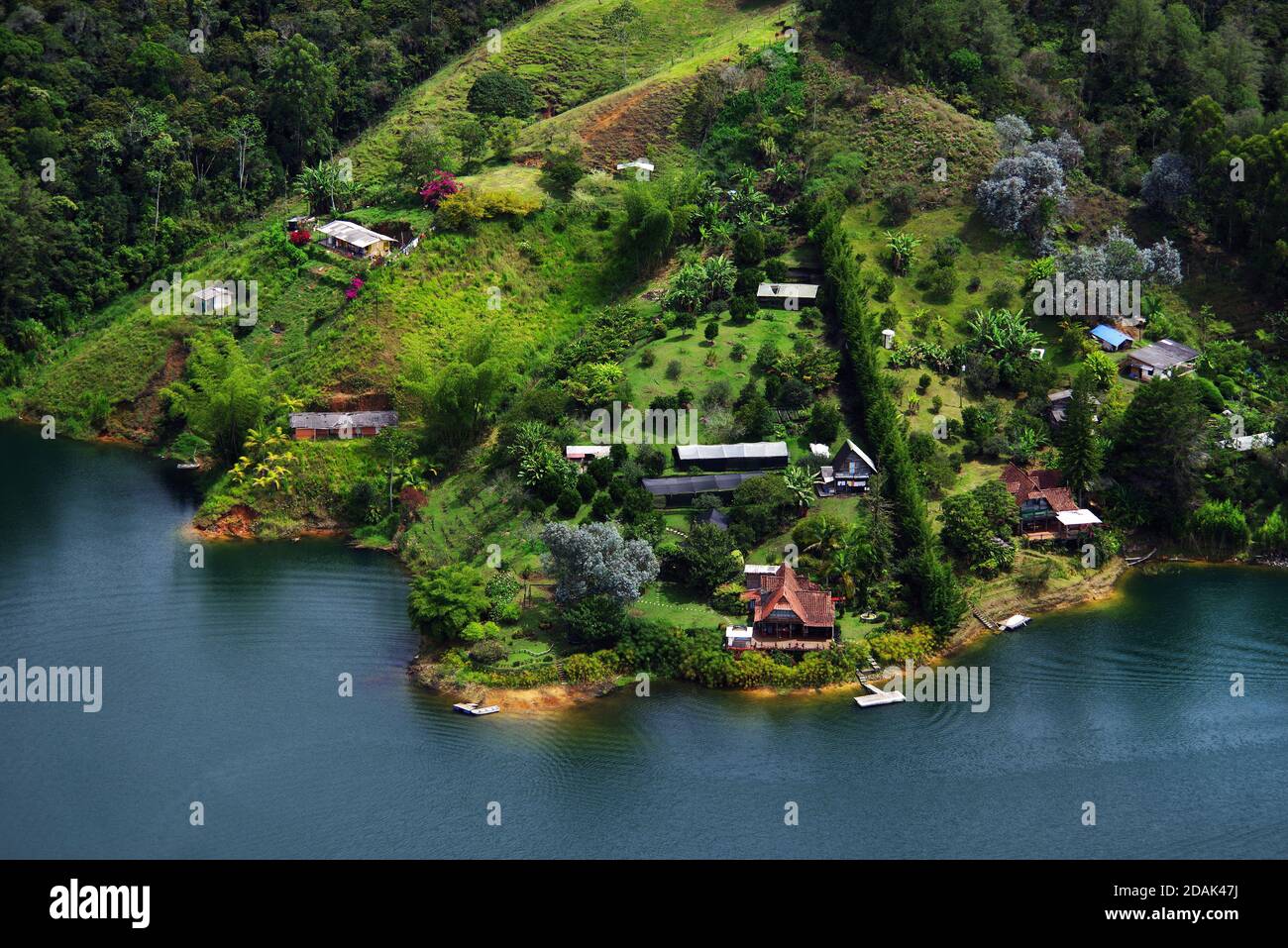 Aerial view of Guatape Lake (El Penol) in Antioquia, Colombia, South ...
