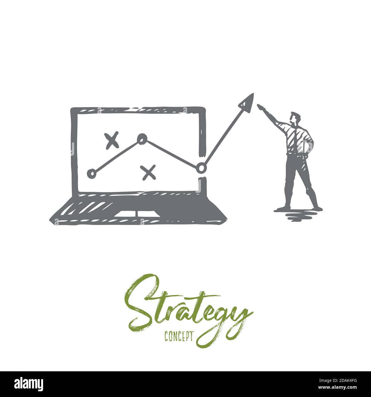 Strategy, marketing, graph, diagram, arrow concept. Hand drawn isolated ...