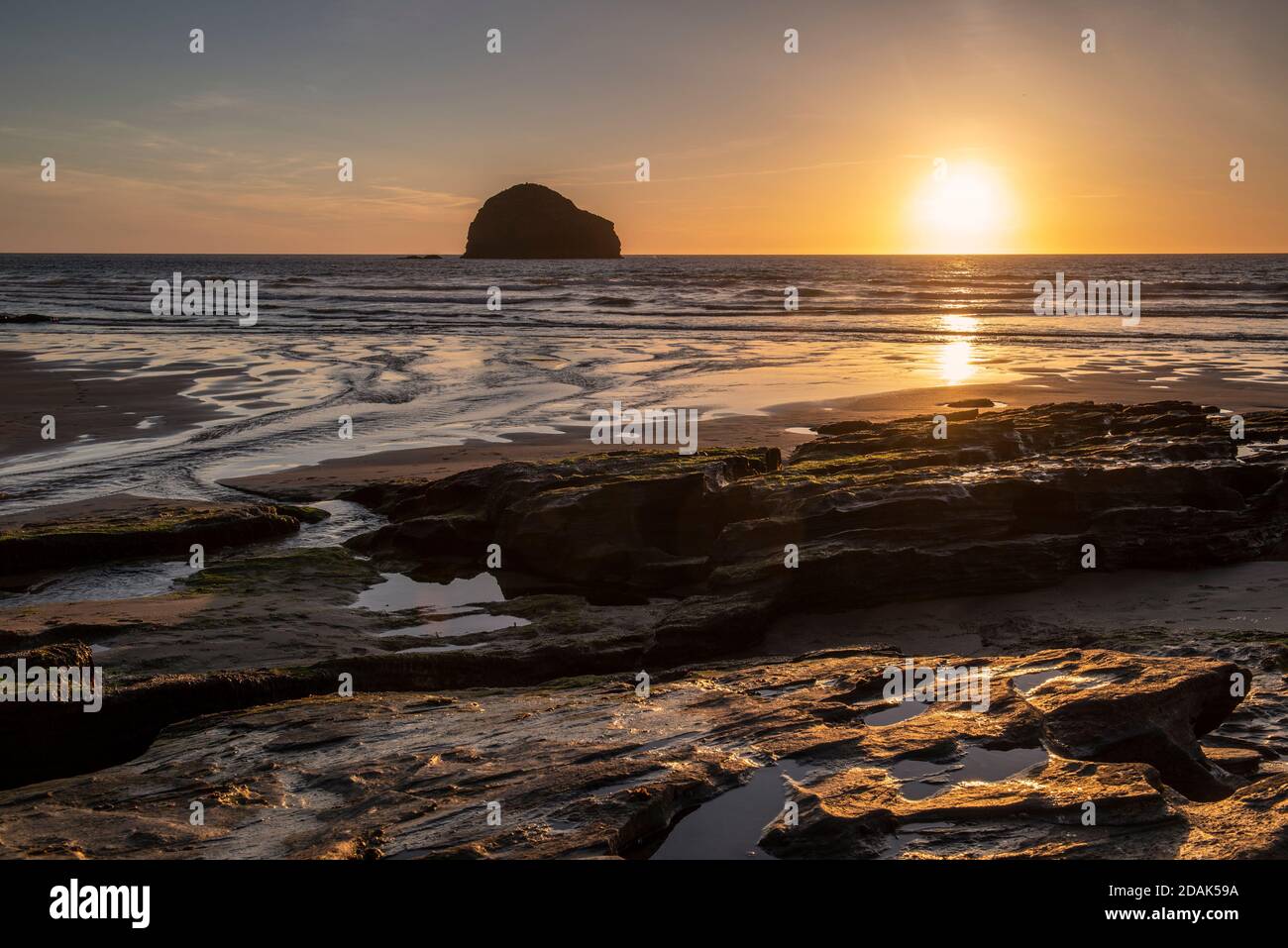 Sunset at Trebarwith Strand in Cornwall, England, UK Stock Photo - Alamy