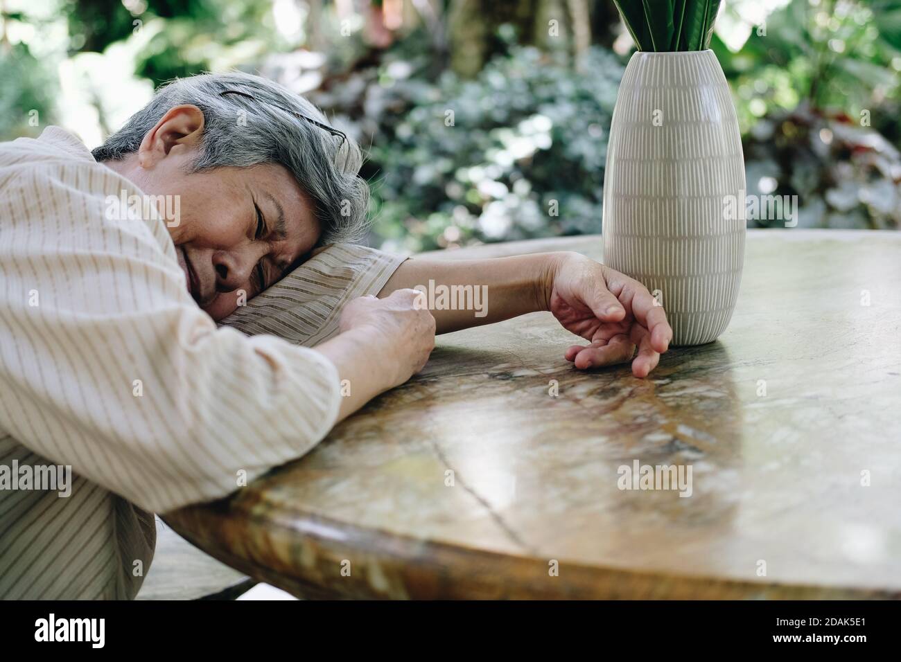 stressed depressed fatigued sad upset asian old asian elderly senior ...