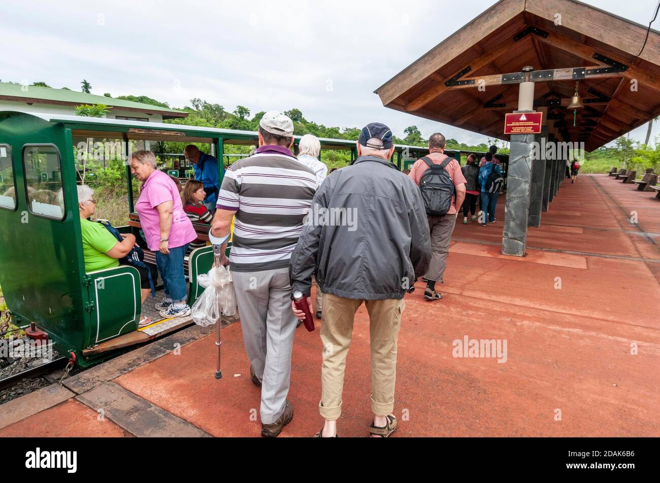 Visitors boarding a Jungle train ( Rainforest Ecological Train) at the ...