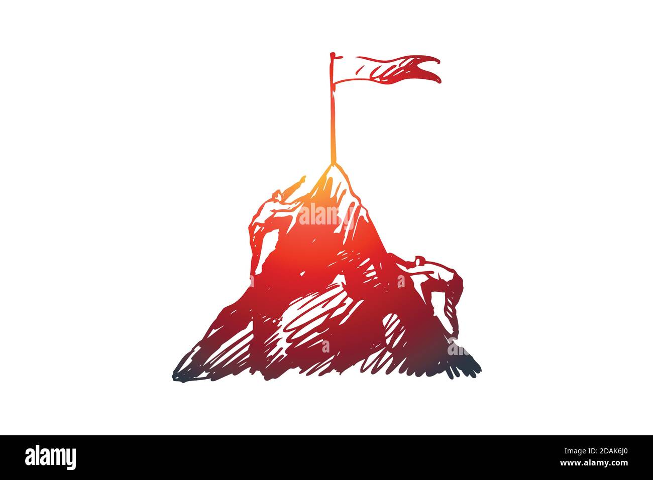 Goals, mountain, challenge, business, peak concept. Hand drawn isolated ...