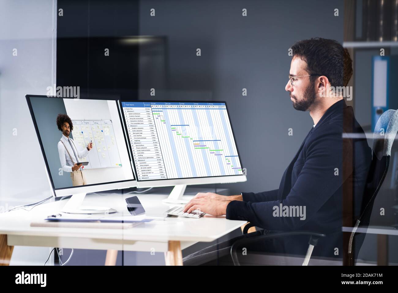 Virtual Online Coaching Meeting On Lecture Tutorial Stock Photo - Alamy