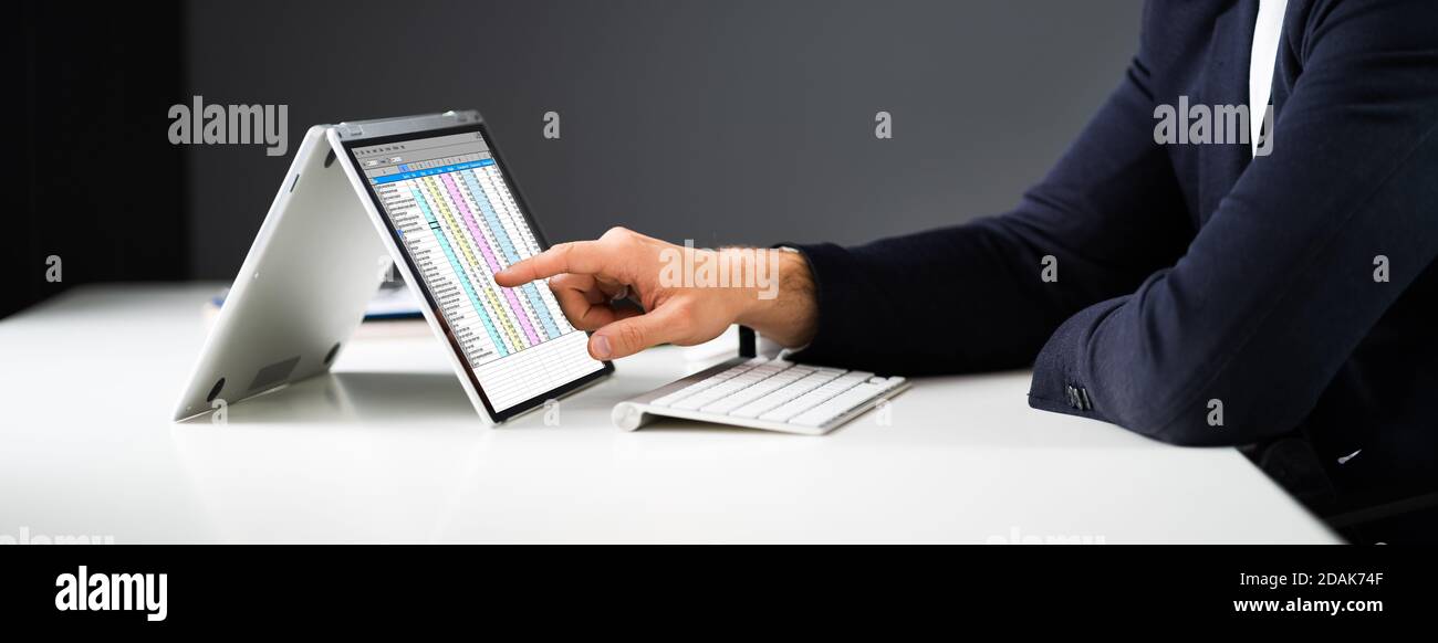 Spreadsheet Business Data Technology And Software On Laptop Stock Photo ...