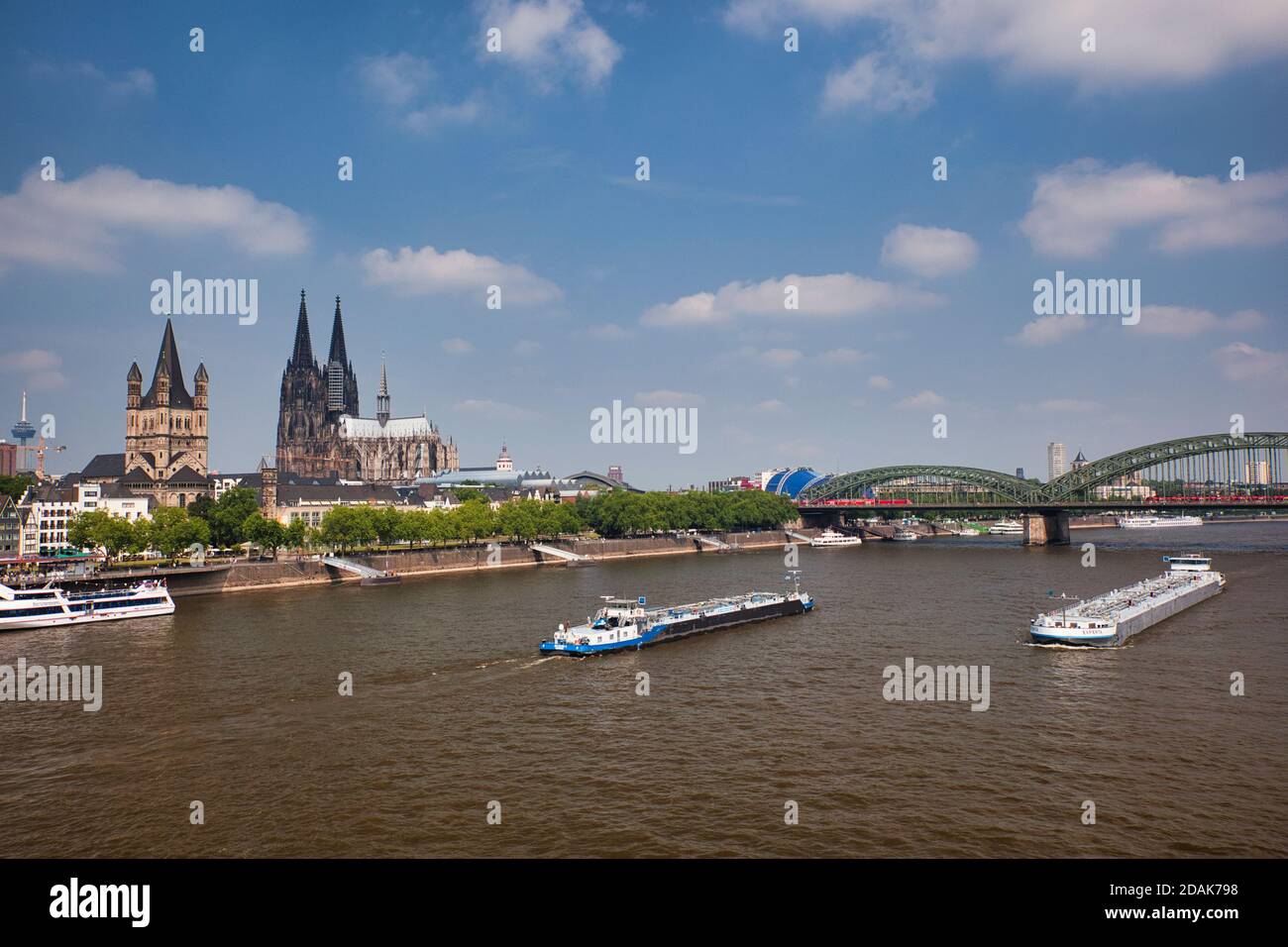 The River Rhine at Cologne with the Cathedral just left of centre ...