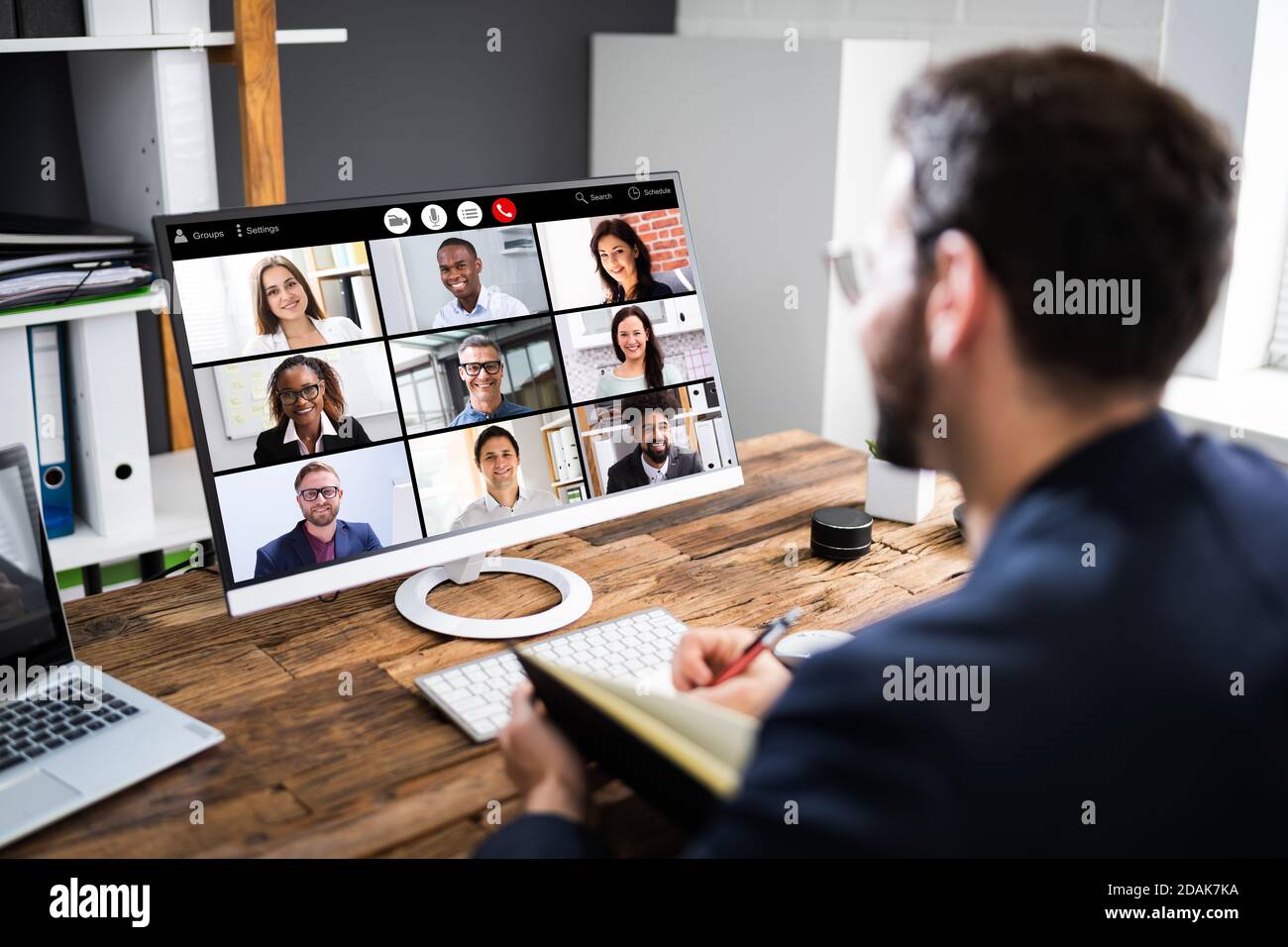 Online Video Conference Interview Meeting. Conferencing Webinar Stock ...