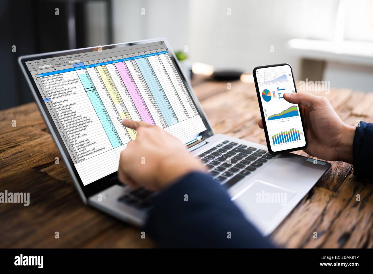 Analyst Employee Using Spreadsheet On Computer Screen Stock Photo - Alamy