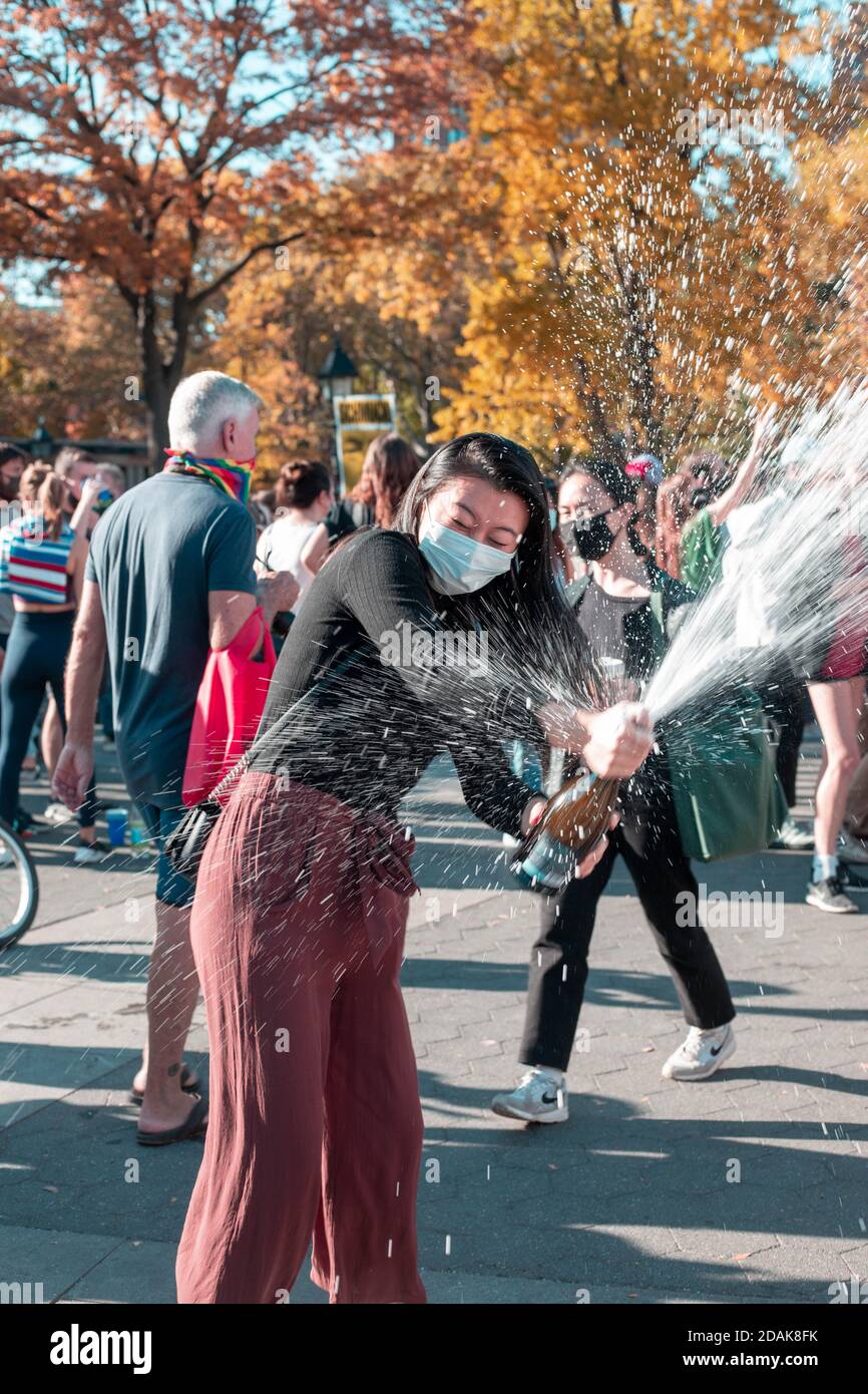 New Yorkers celebrating Joe Biden and Kamala Harris's election victory ...