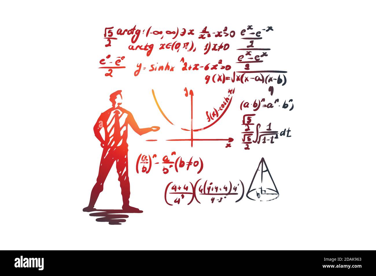Mathematics, education, science, school, study concept. Hand drawn ...