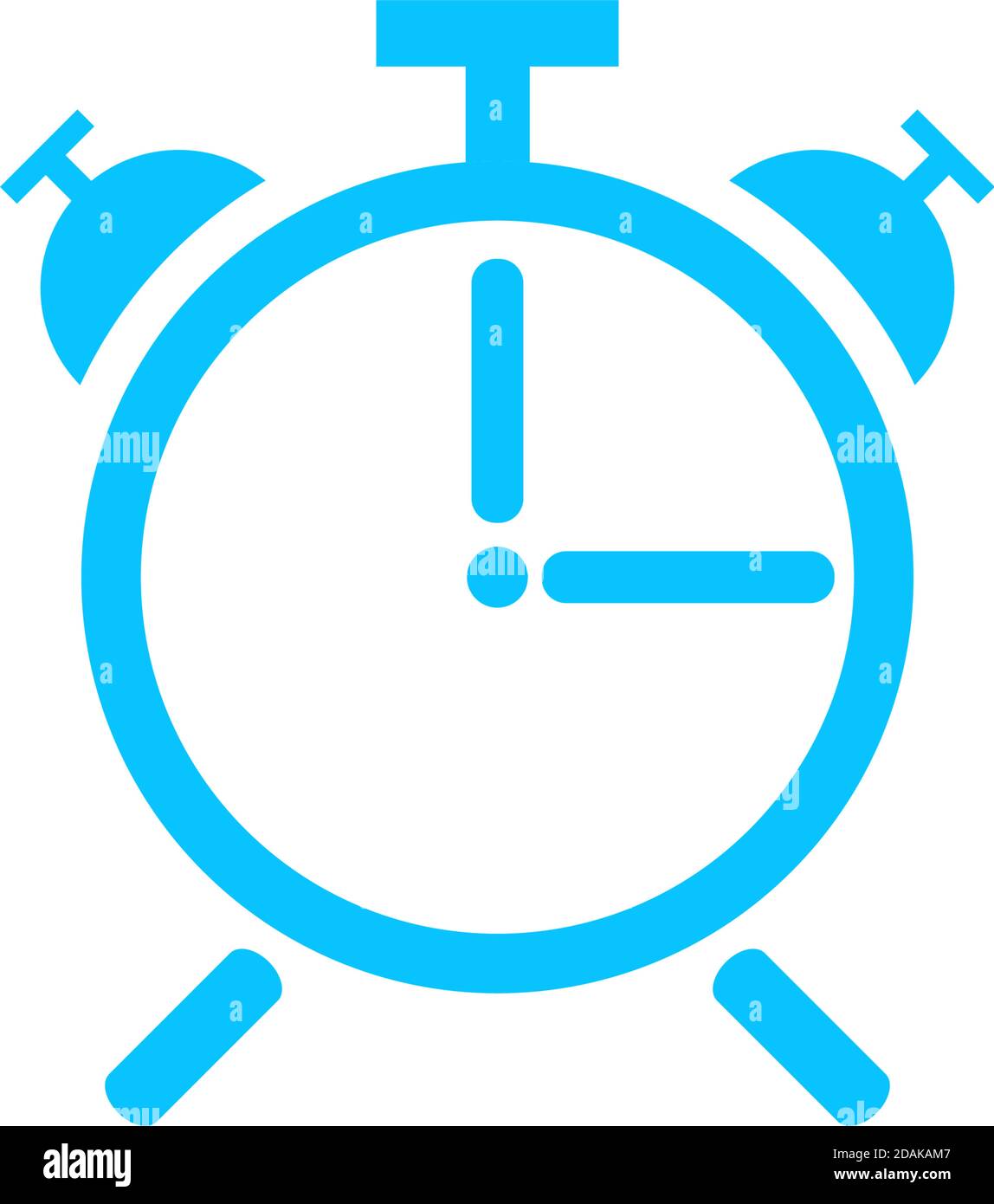 Alarm clock icon flat. Blue pictogram on white background. Vector ...