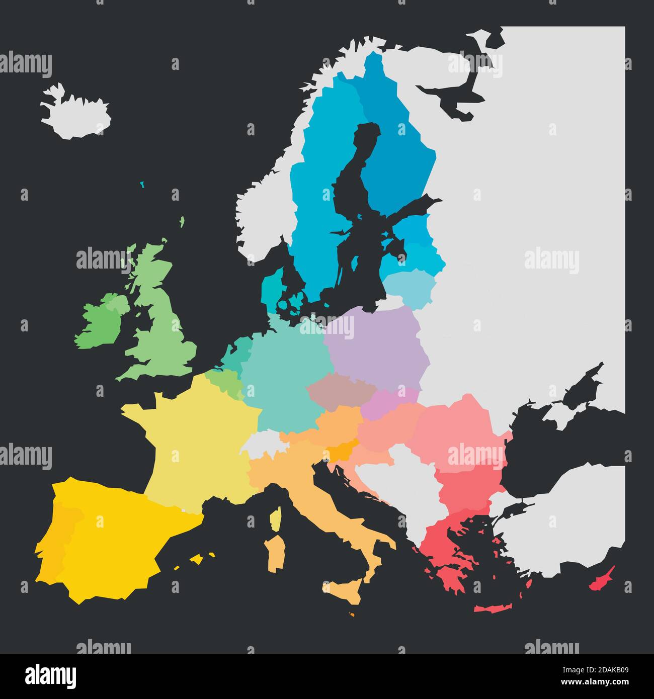 Colorful map of European Union, EU, member states. Simple flat vector ...