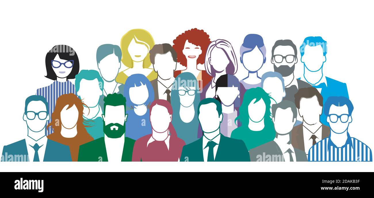 Group of people portrait, team group - vector illustration Stock Vector ...