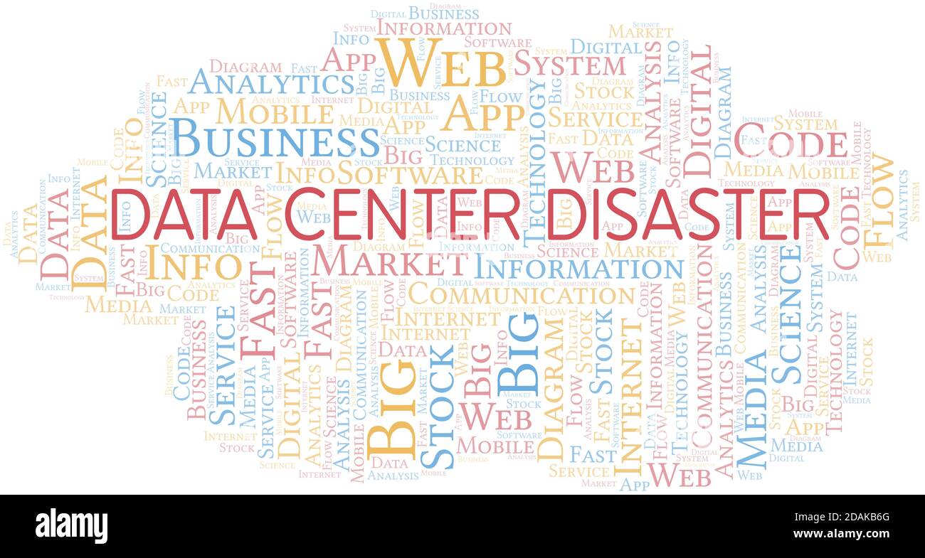 Data Center Disaster vector word cloud, made with the text only Stock ...