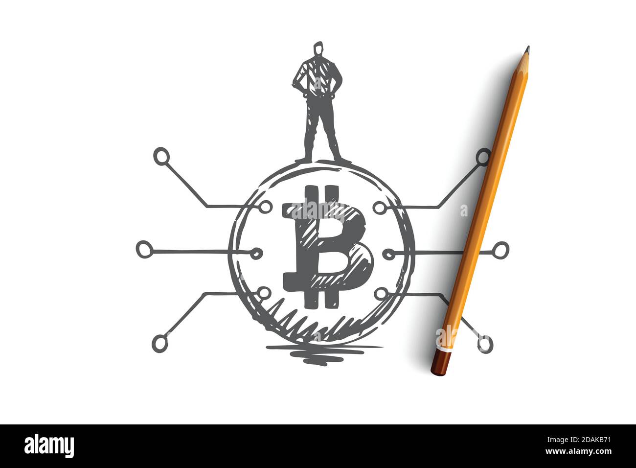 Cryptocurrency, digital, finance, coin concept. Hand drawn isolated ...