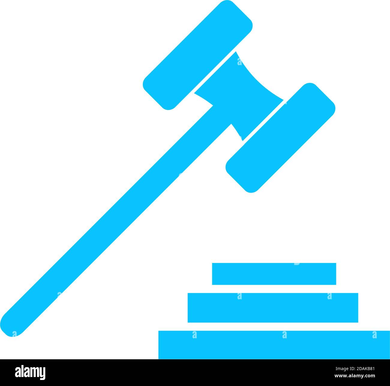 Gavel icon flat. Blue pictogram on white background. Vector ...