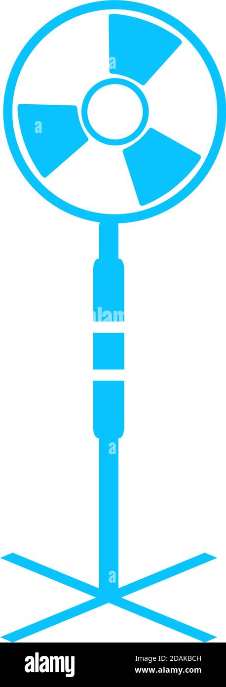 Fan air conditioner icon flat. Blue pictogram on white background ...