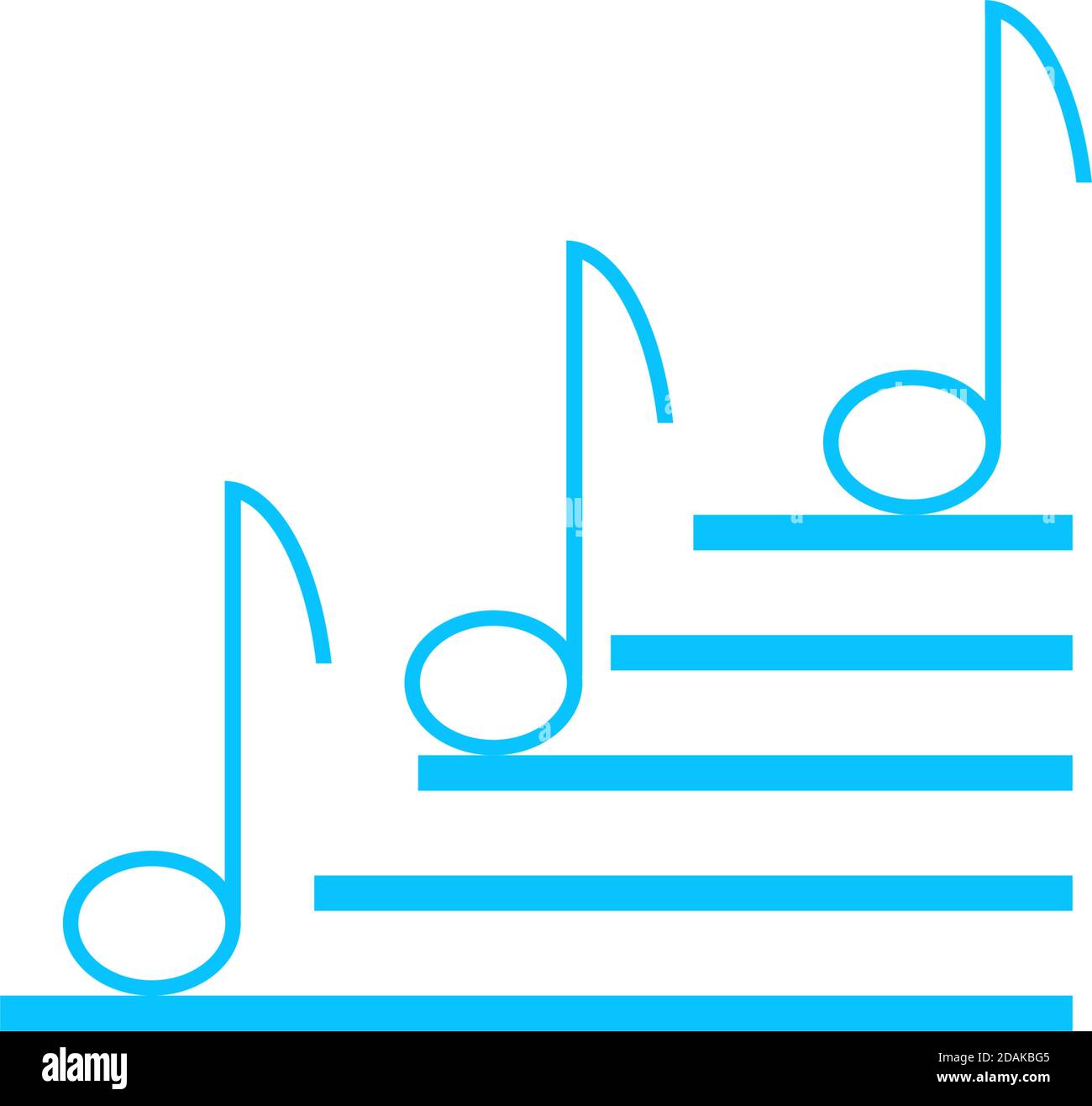 Music notes icon flat. Blue pictogram on white background. Vector ...