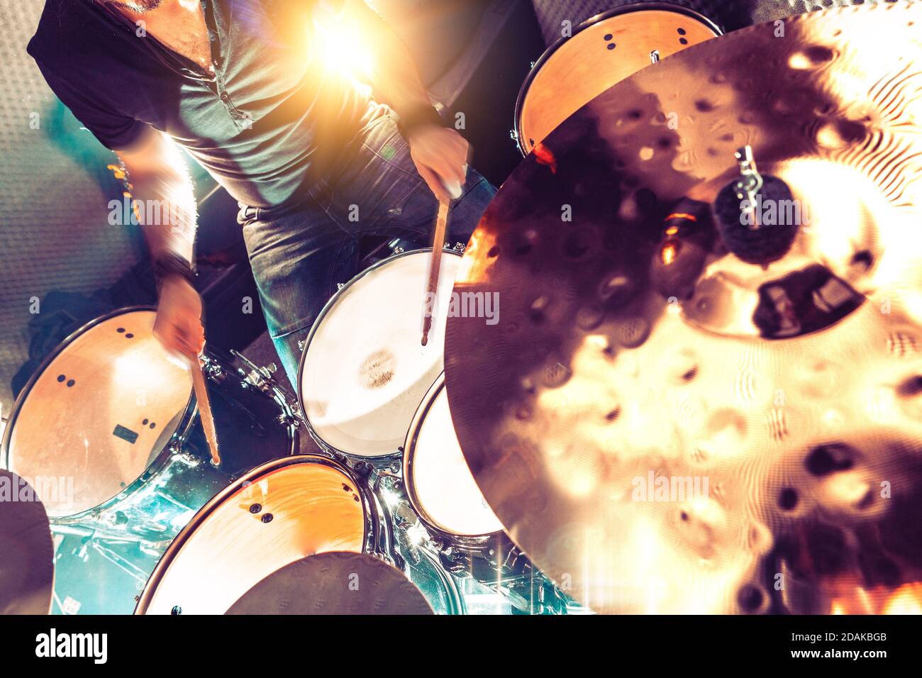 Music festival.Instrument on stage and band.Playing drum and concert ...